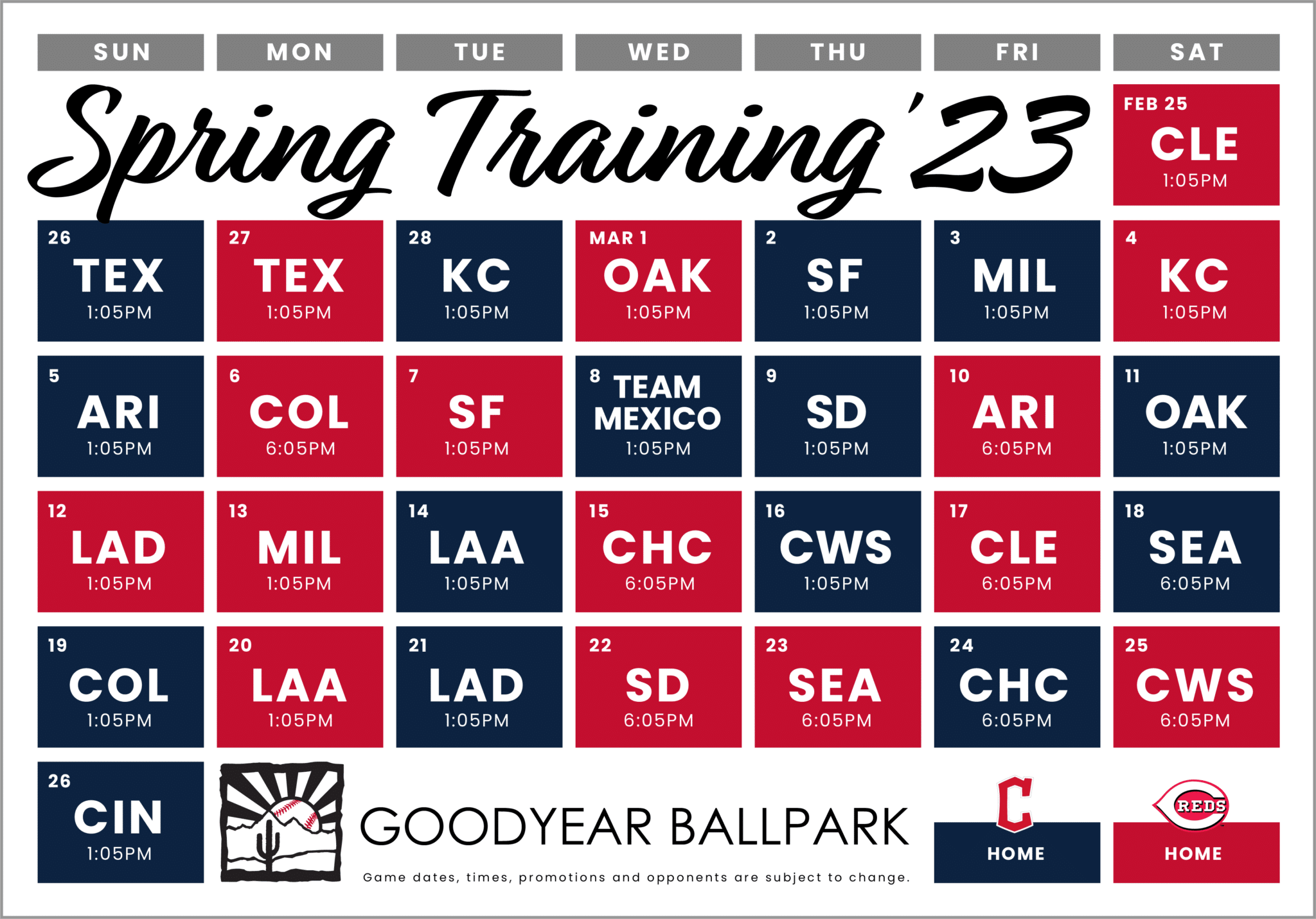 Spring Training Schedule and Promotions - Goodyear Ballpark