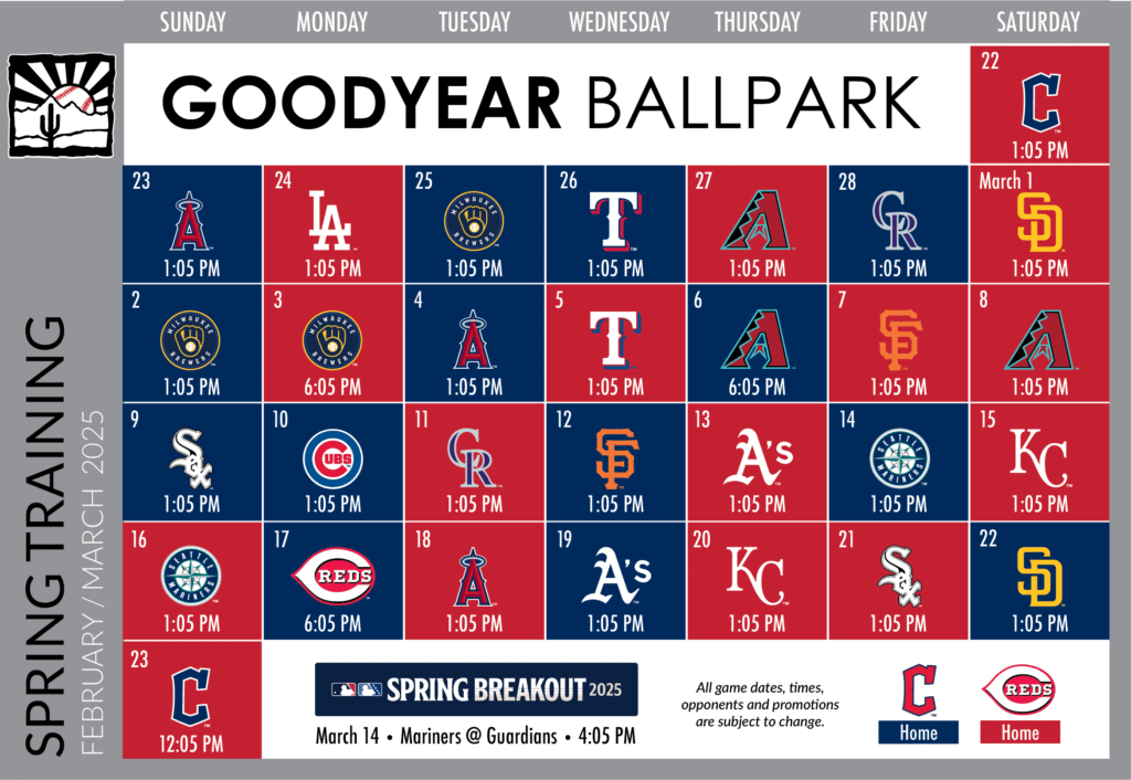 Spring Training Schedule and Promotions - Goodyear Ballpark