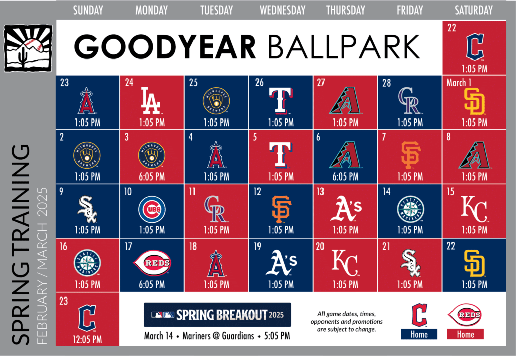 2025 spring training information - Goodyear Ballpark
